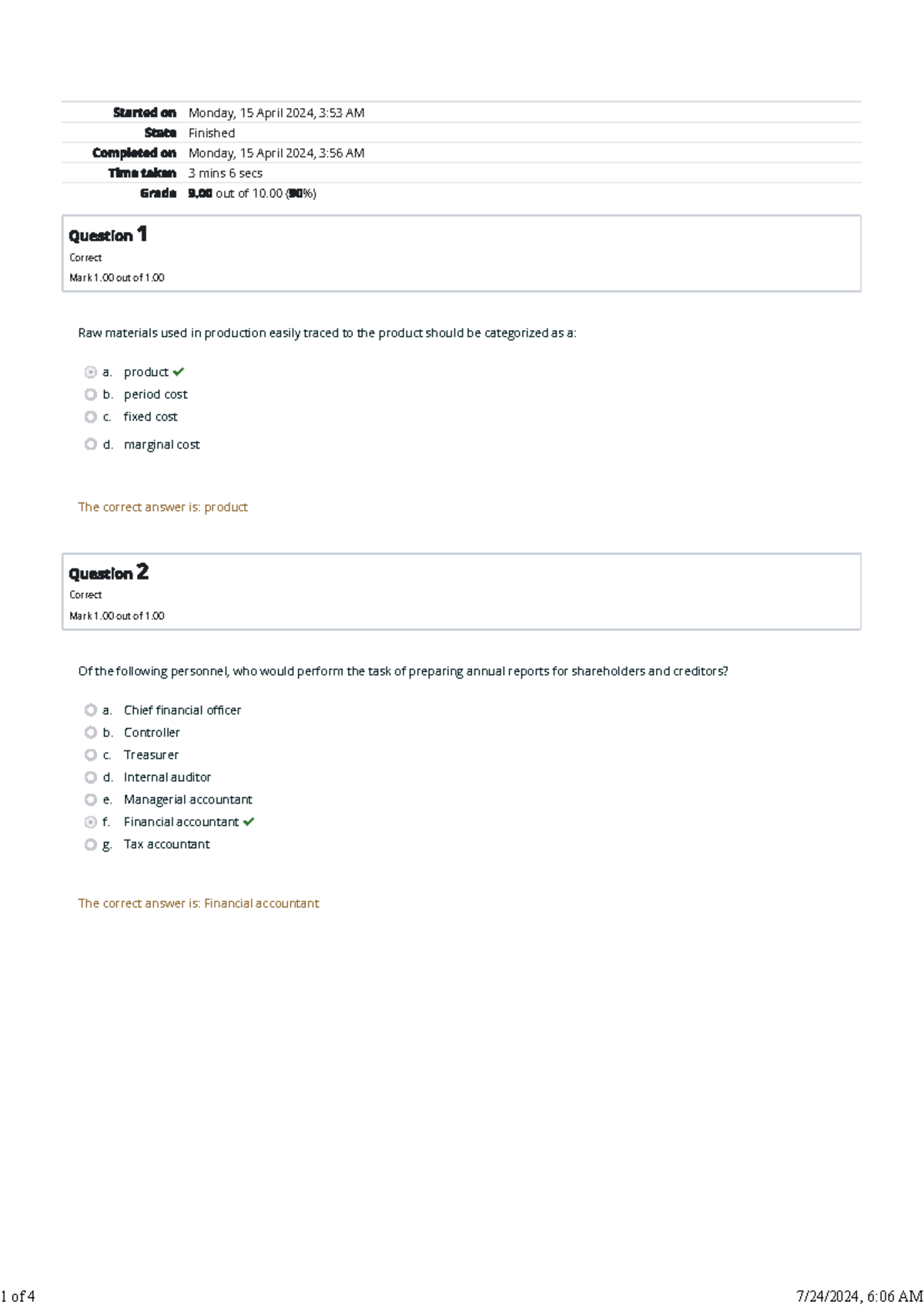Self Quiz Unit 1 Attempt Review Home Monday 15 April 2024 3 53 Am Finished Monday 15 April
