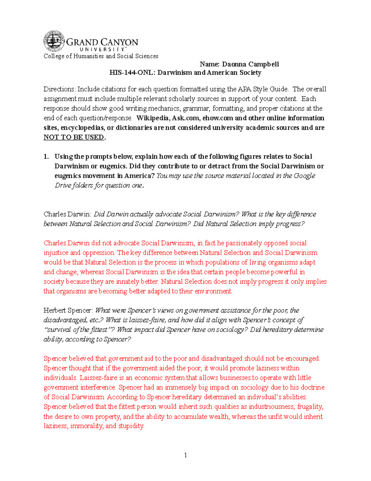 HIS-144 Topic 2 Darwinism and American Society scaffolded - College of ...