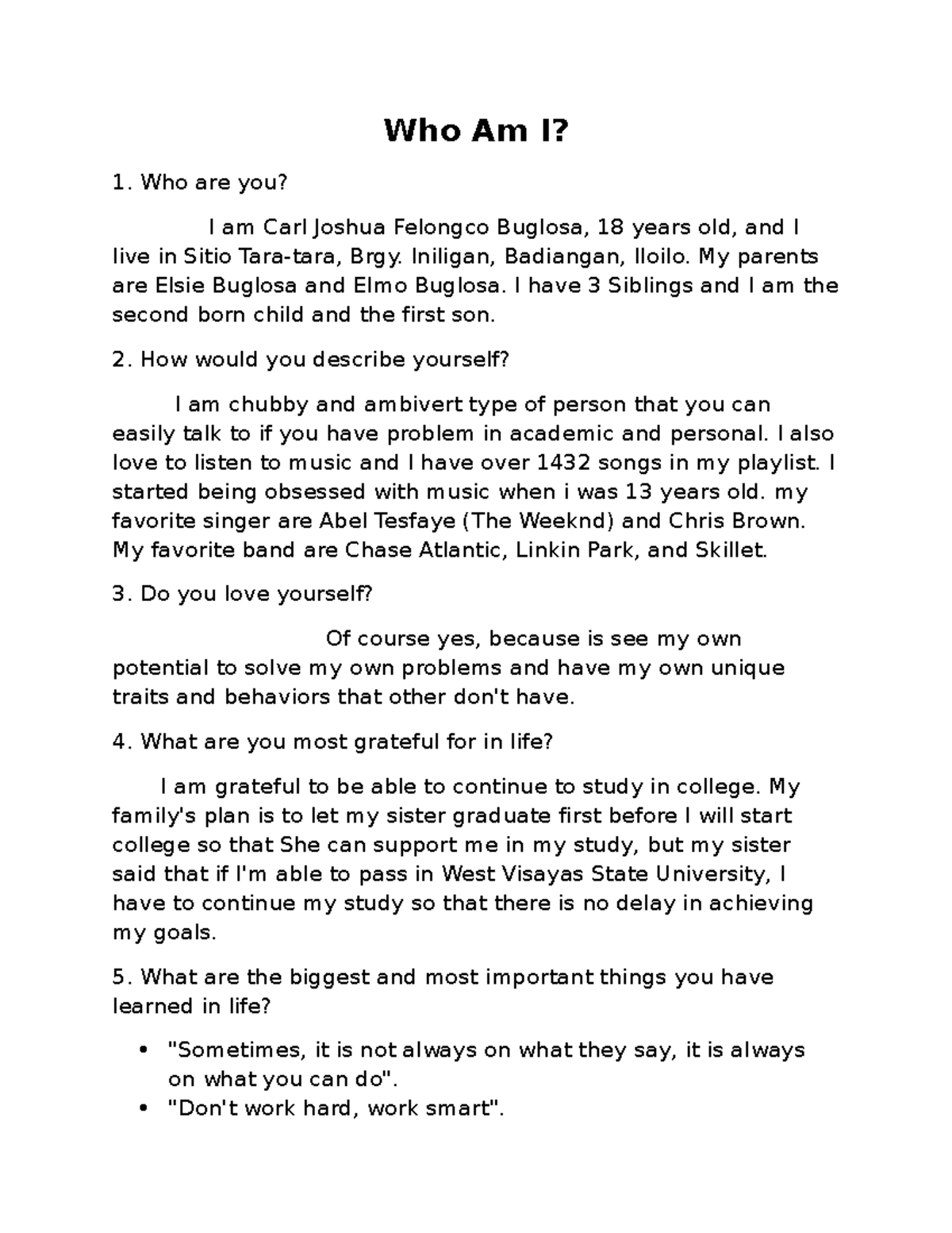 Who Am I - who am I - Understanding the Self - Who Am I? Who are you? I ...