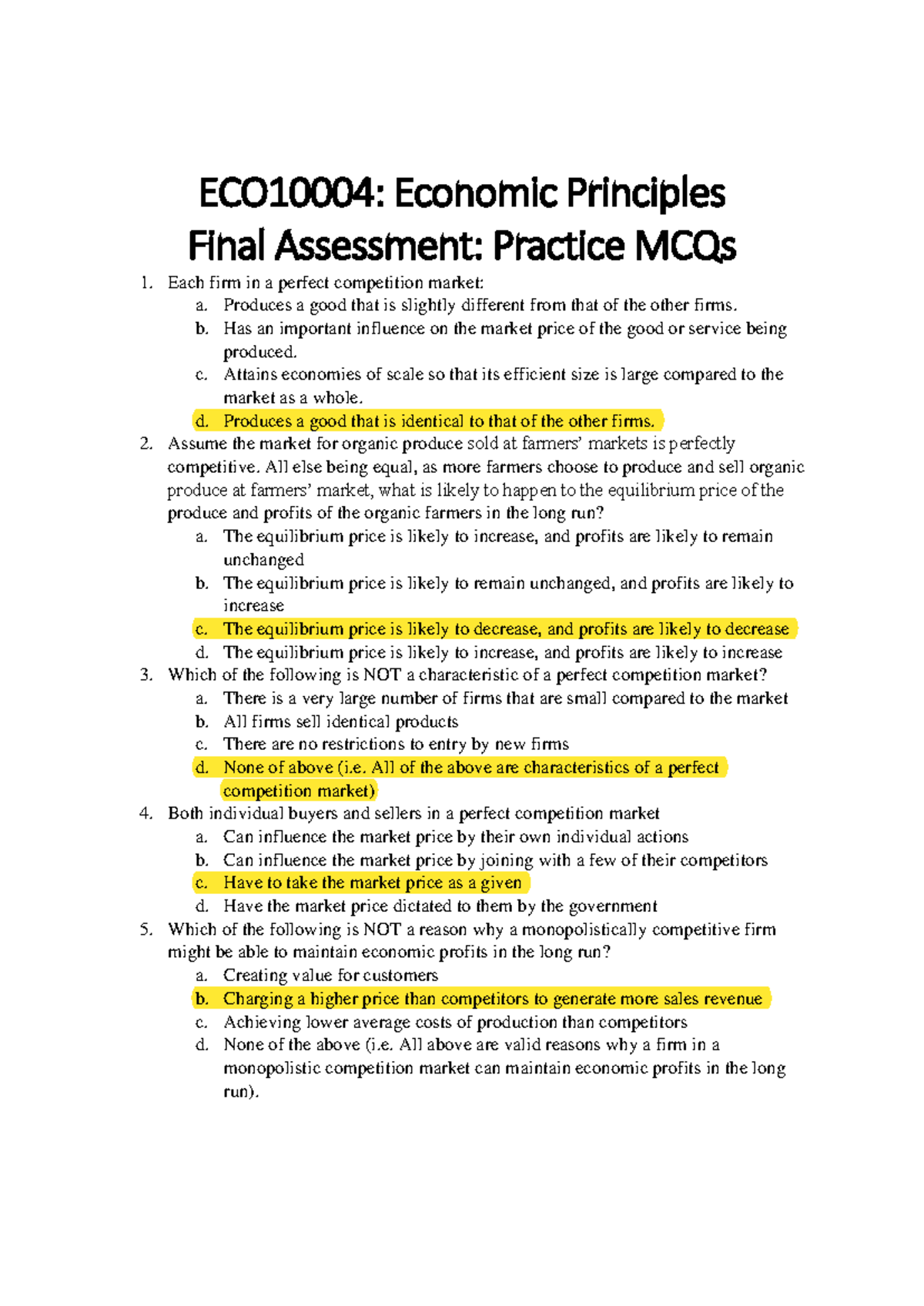 Practice+MCQs+for+Final+Assessment With+Solutions - ECO10004: Economic ...