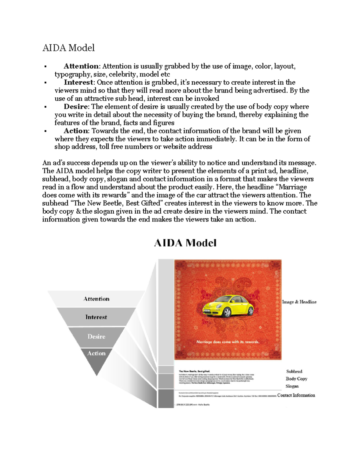 Week8 Handout AIDA VW - For anyone who needs help - AIDA Model ... Week8 Handout AIDA VW - For anyone who needs help - AIDA Model ...
