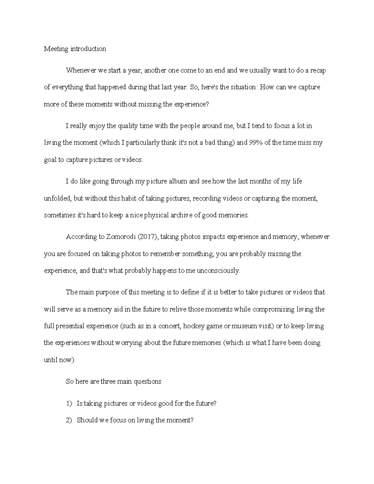Facilitating a meeting 2 - Meeting introduction Whenever we start a ...