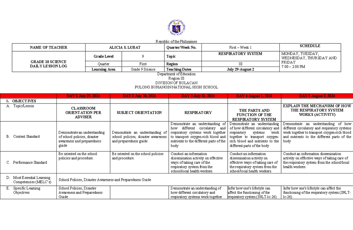 DLL-G9-Science-Q1-Week4 Lubat - Republic of the Philippines NAME OF ...