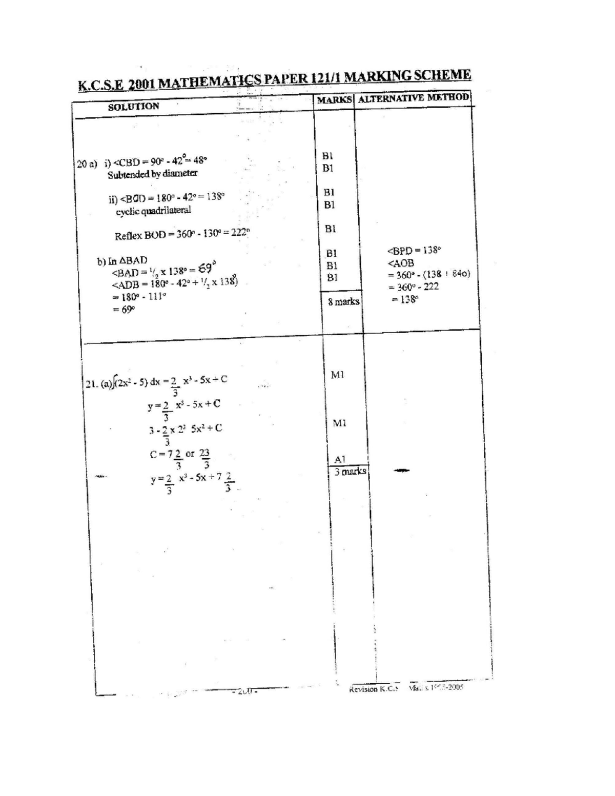 2001 KCSE- Mathematics- Paper-1- Answers-1 (1) - Copy - Diploma in IT ...
