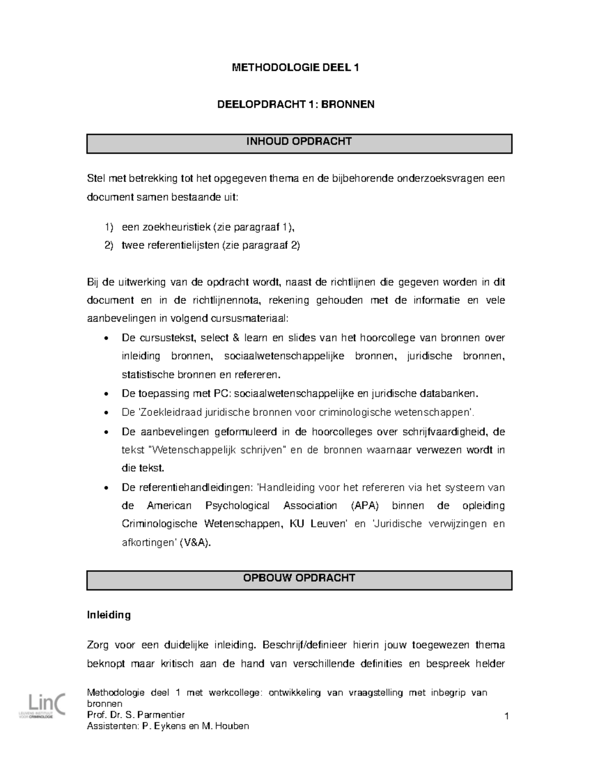 M1 - omschrijving deelopdracht Bronnen - Methodologie deel 1 met ...