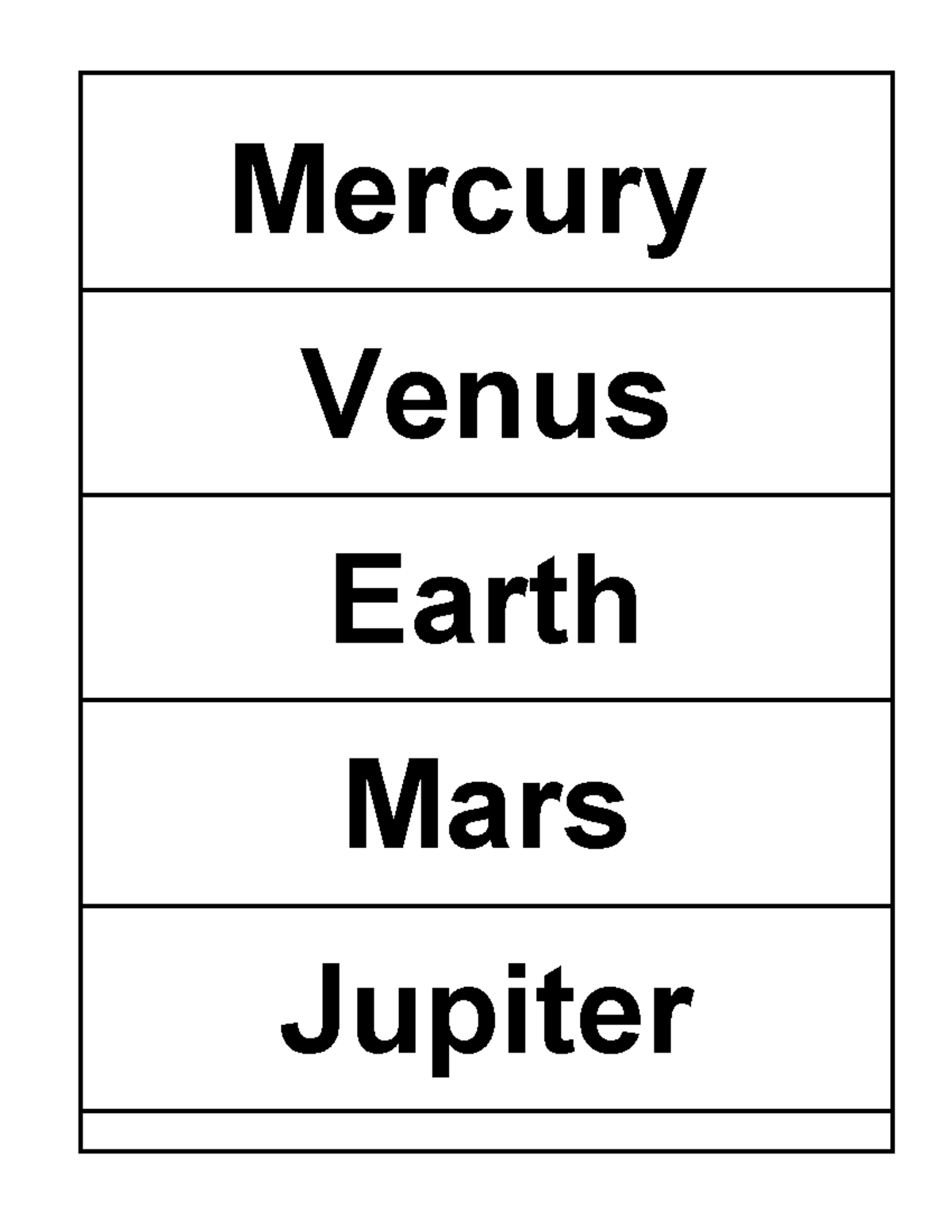 Human sort activity cards c X5Q88p - Mercury Venus Earth Mars Jupiter ...