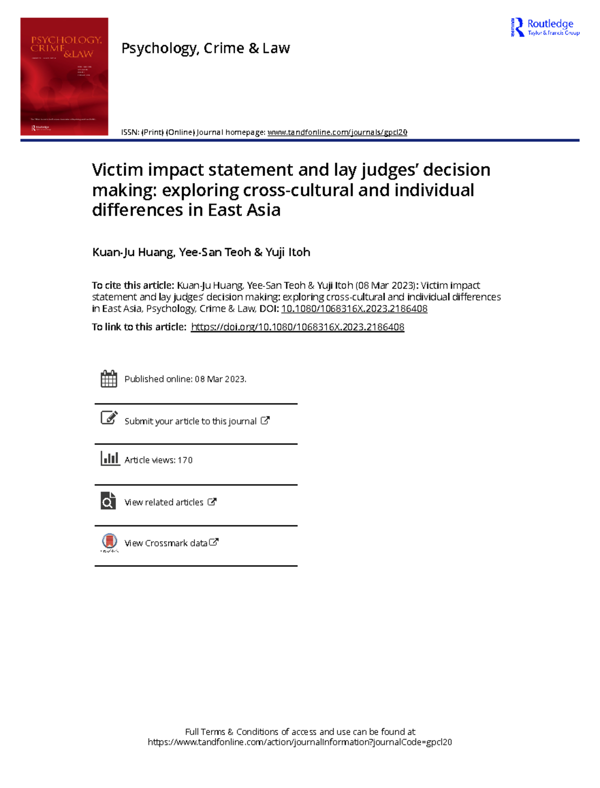 Huang et al 2023 victim impact statement and lay judges decision making ...