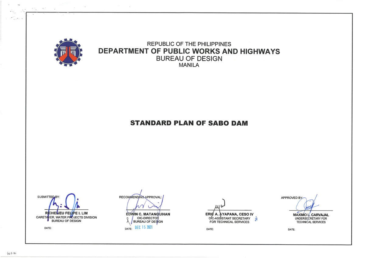 Standard Plan of Sabo Dam - BS Civil Engineering - Studocu