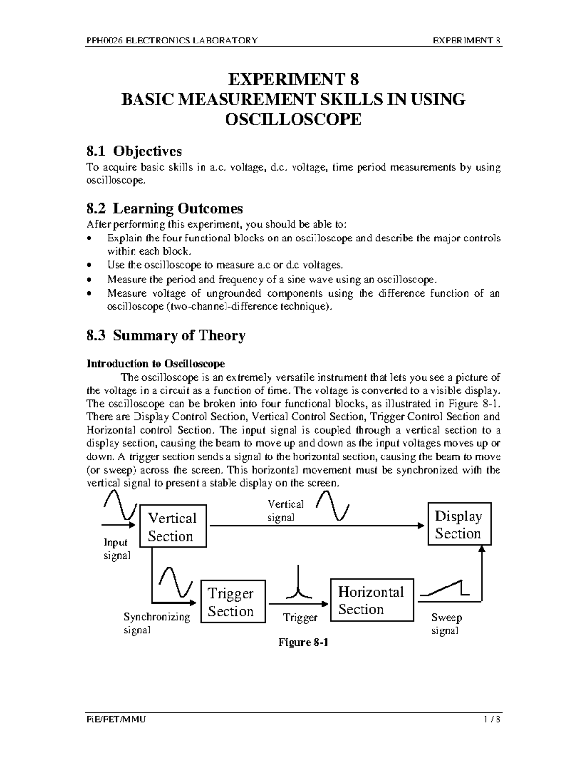 Manual E8 oscilloscope 2125 - EXPERIMENT 8 BASIC MEASUREMENT SKILLS IN ...