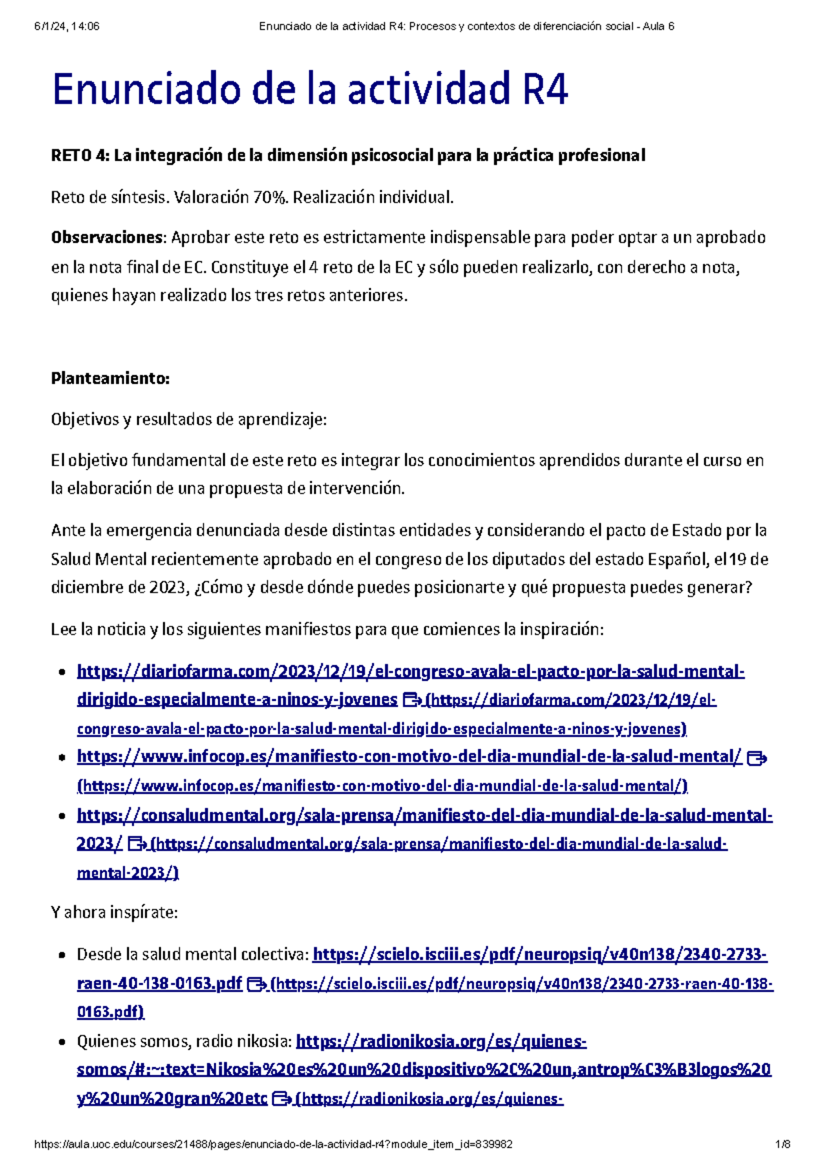Enunciado de la actividad R4 Procesos y contextos de diferenciación ...