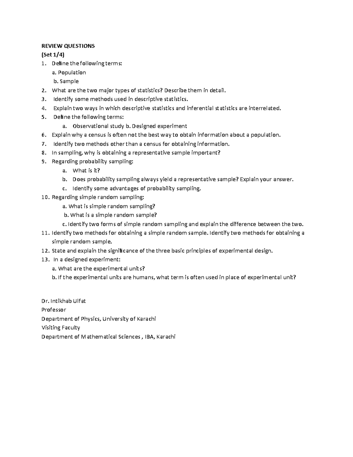 Review Questions - REVIEW QUESTIONS (Set 1/4) Define the following ...