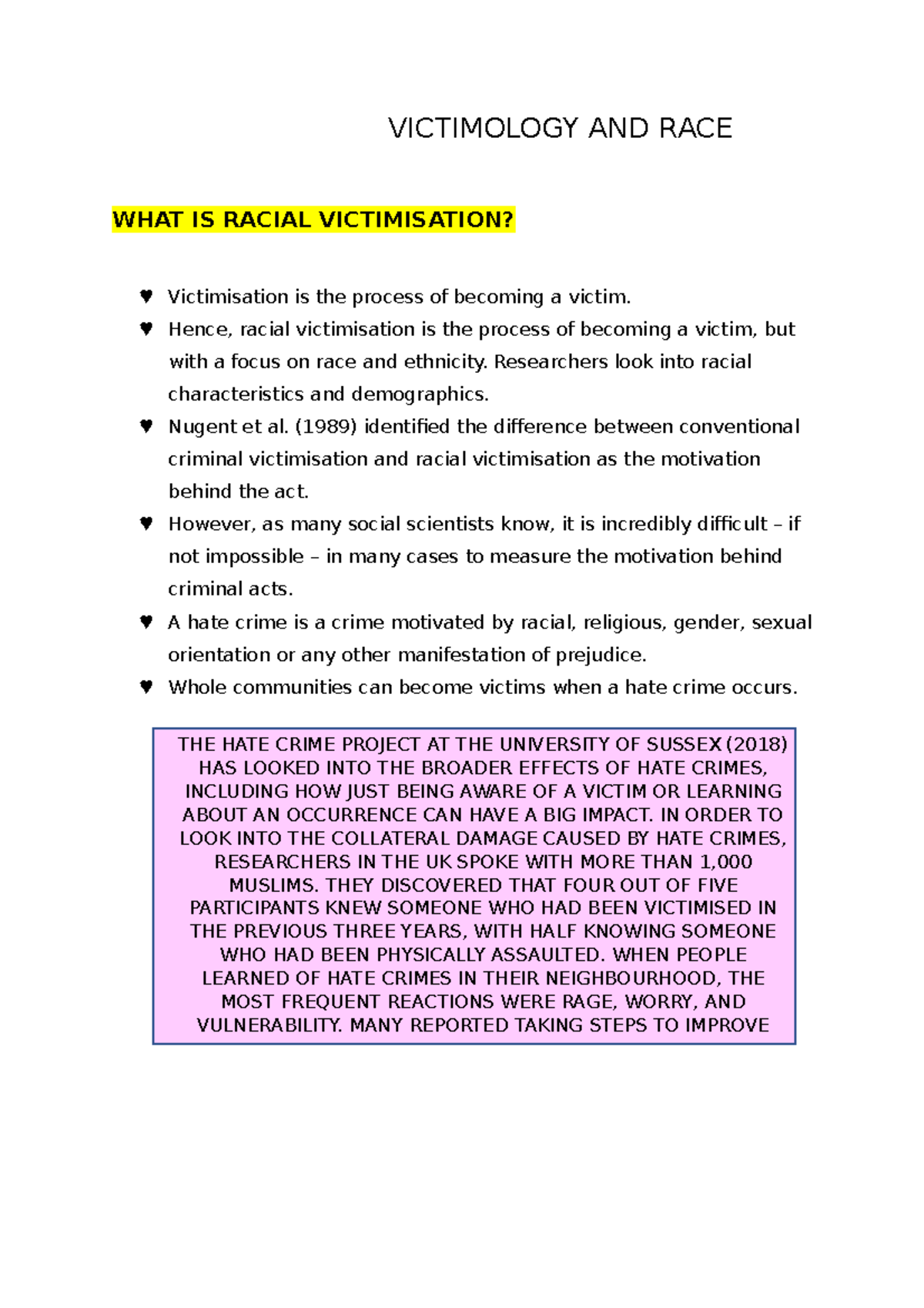 Victimology and Race - VICTIMOLOGY AND RACE WHAT IS RACIAL ...