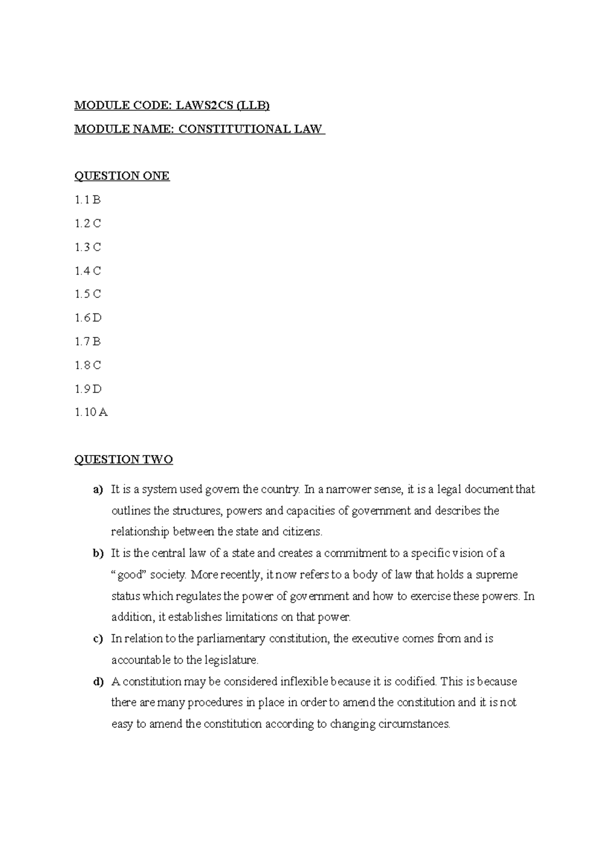 Constitutional law - MODULE CODE: LAWS2CS (LLB) MODULE NAME ...