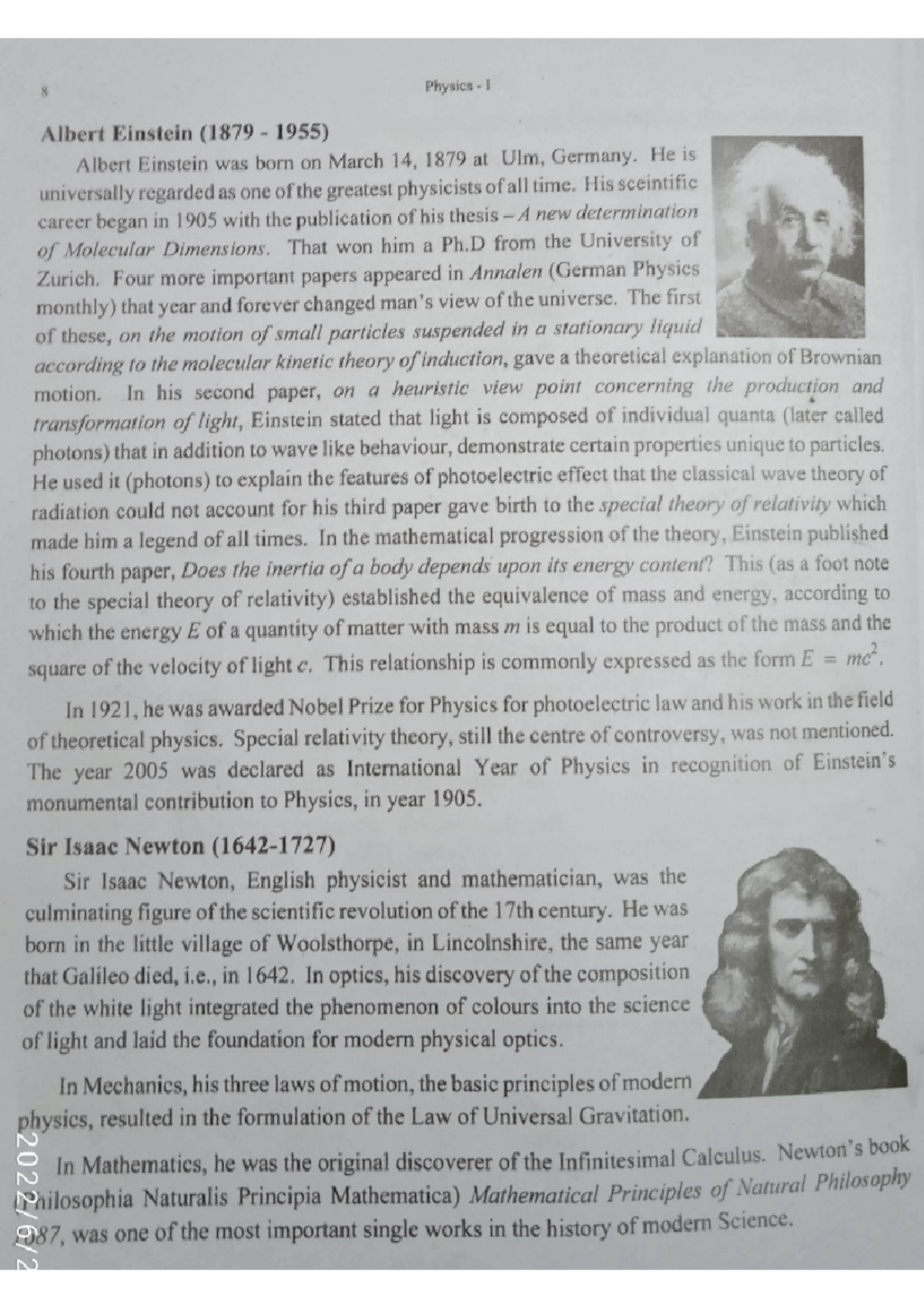 Albert Einstein - Sir Isaac Newton - Physics - Studocu