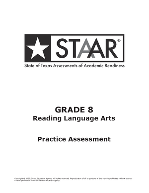 2023 staar redesign 8 rla practice test - GRADE 8 Reading Language Arts ...