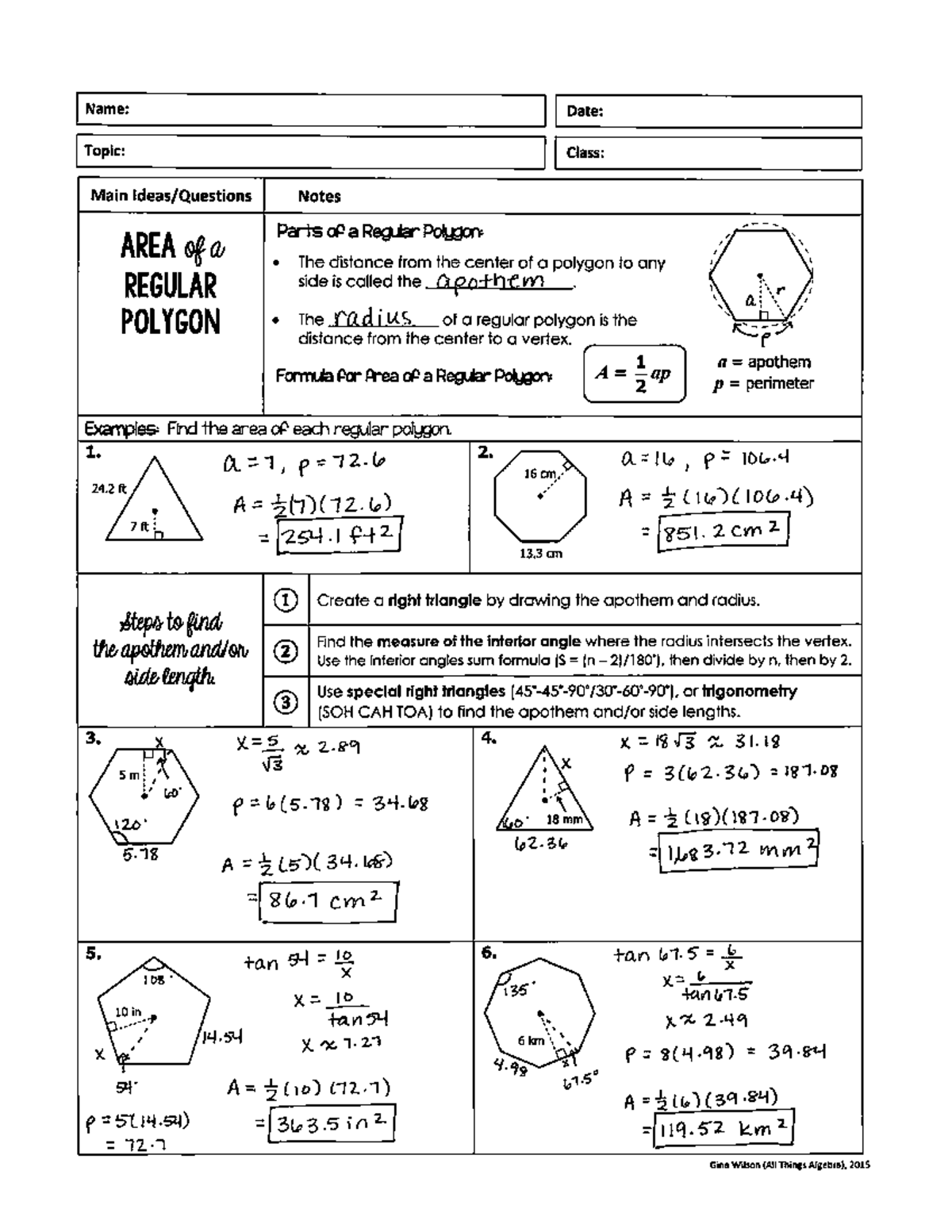 Answer Key to CW Area of a Regular Polygon - CS 112 - Studocu