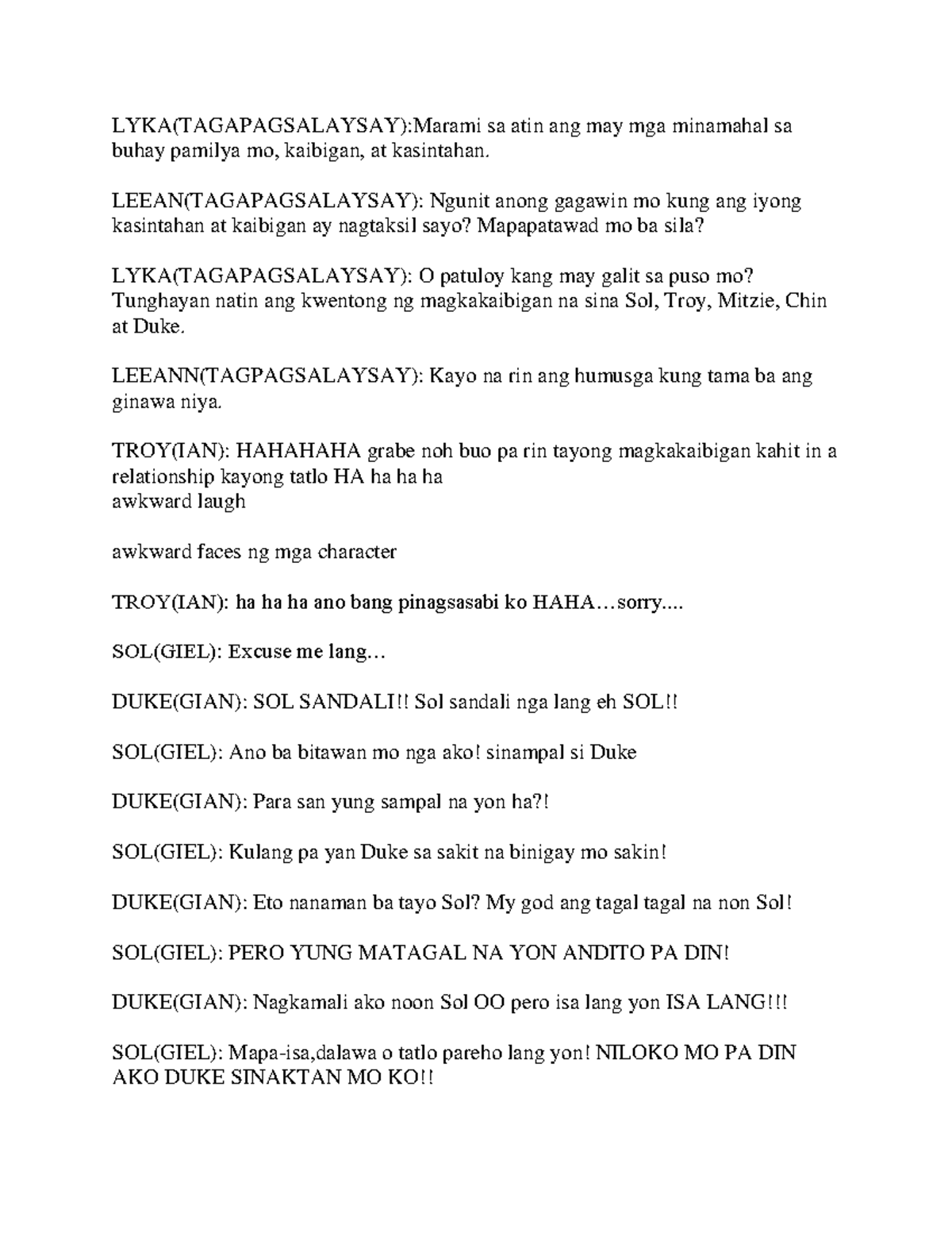 Final Filipino Script - LYKA(TAGAPAGSALAYSAY):Marami sa atin ang may ...