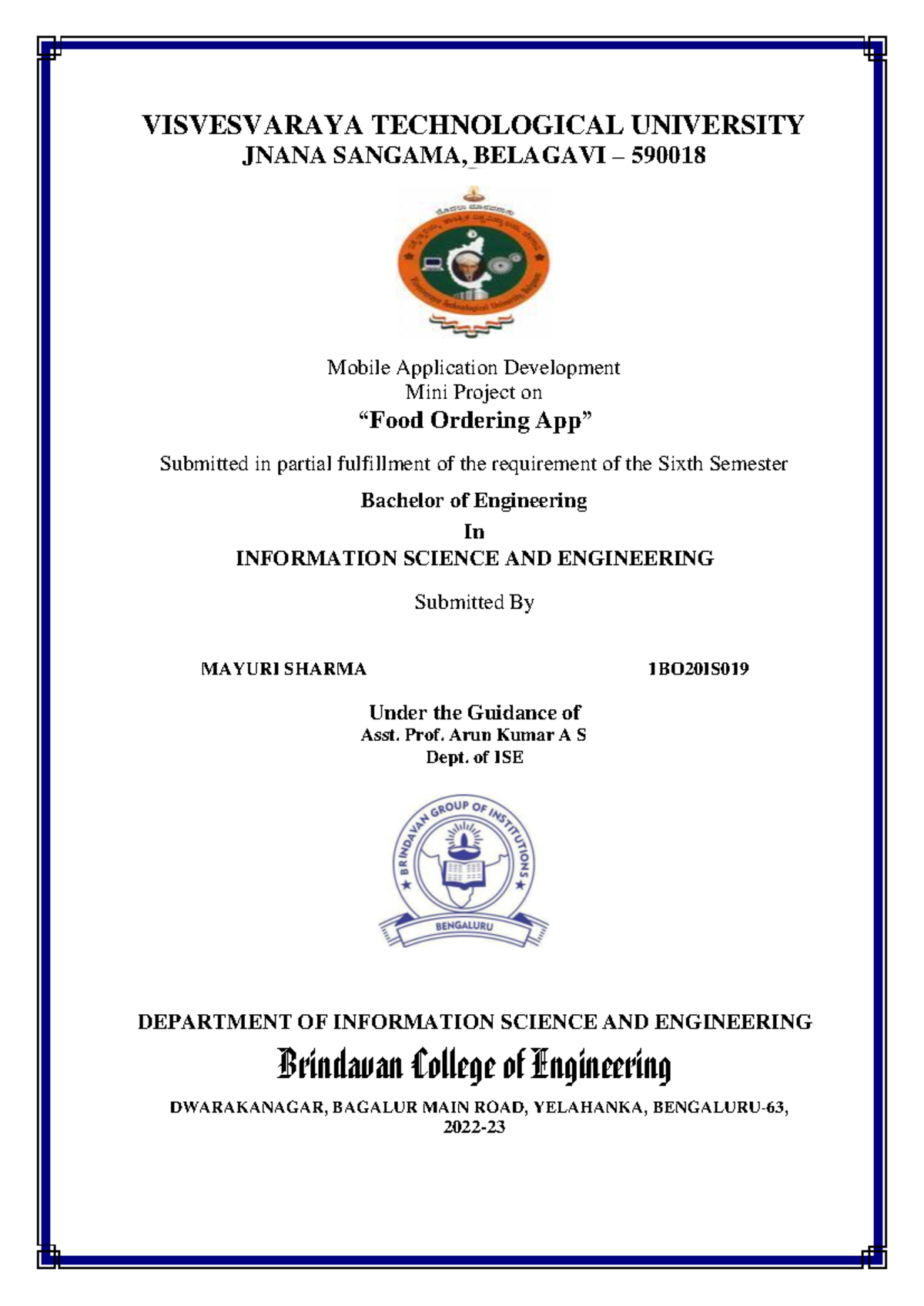 Mad report ready ma - VISVESVARAYA TECHNOLOGICAL UNIVERSITY JNANA ...