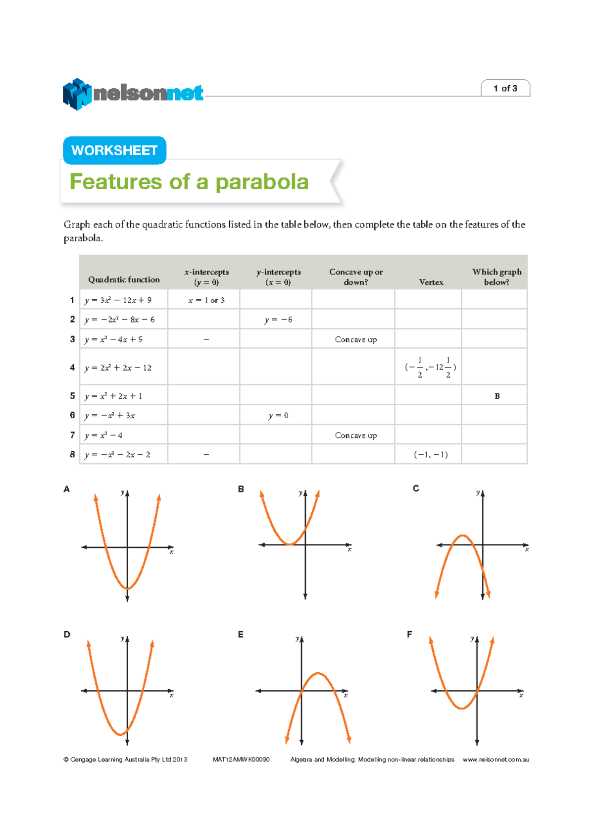 MAT12AMWK00090 - Hi, - 1 of 3 © Cengage Learning Australia Pty Ltd 2013 ...