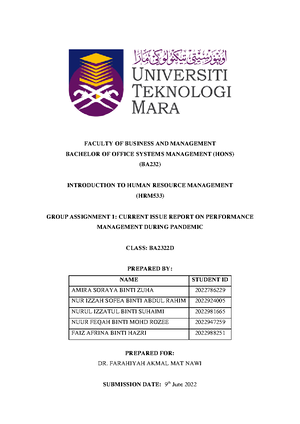 HRM453 - Tutorial - Occupational Safety AND Health - AJ2023/ HRM453 – TUTORIAL CHAPTER 3 - Studocu