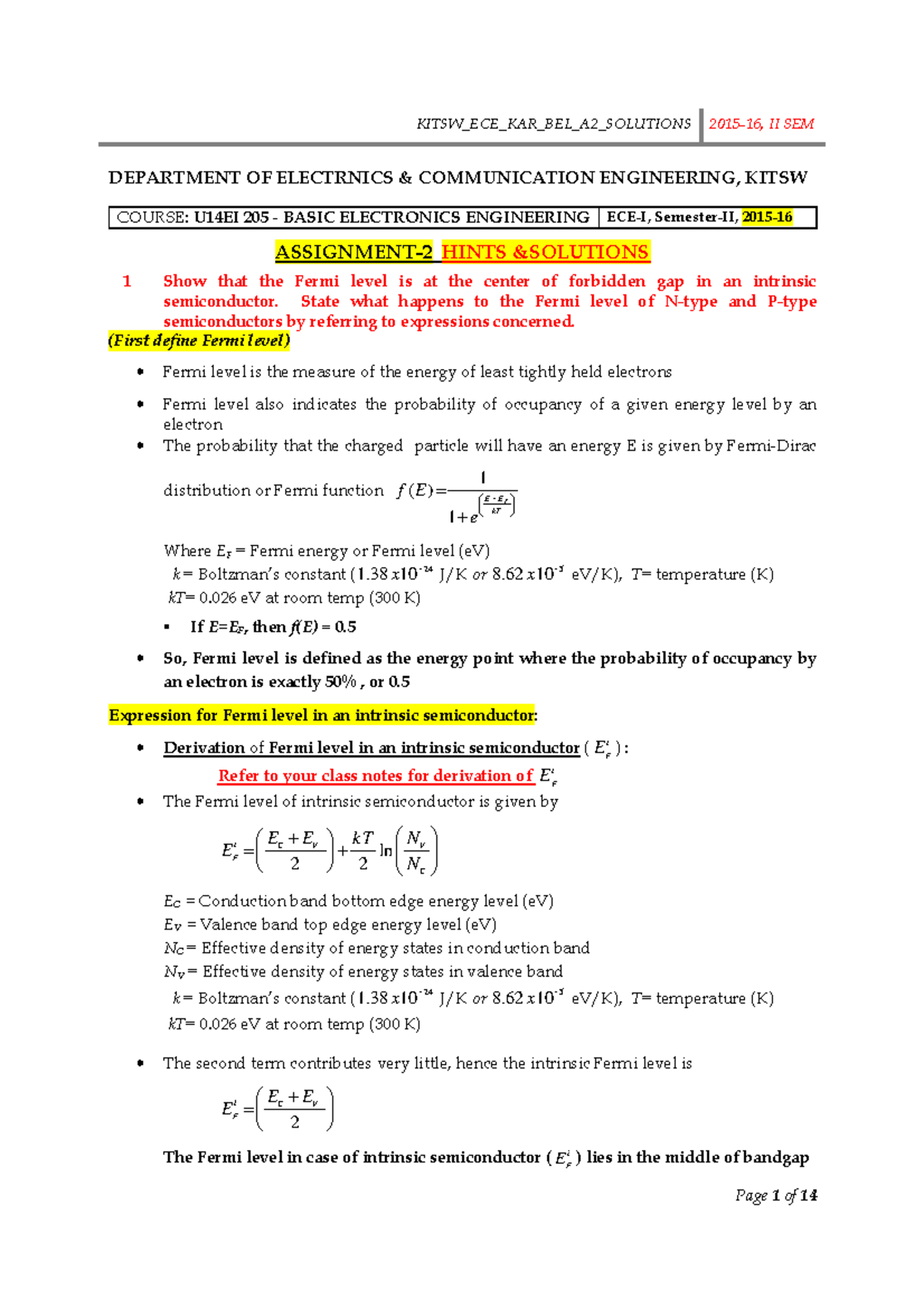elements of physics - DEPARTMENT OF ELECTRNICS & COMMUNICATION ...