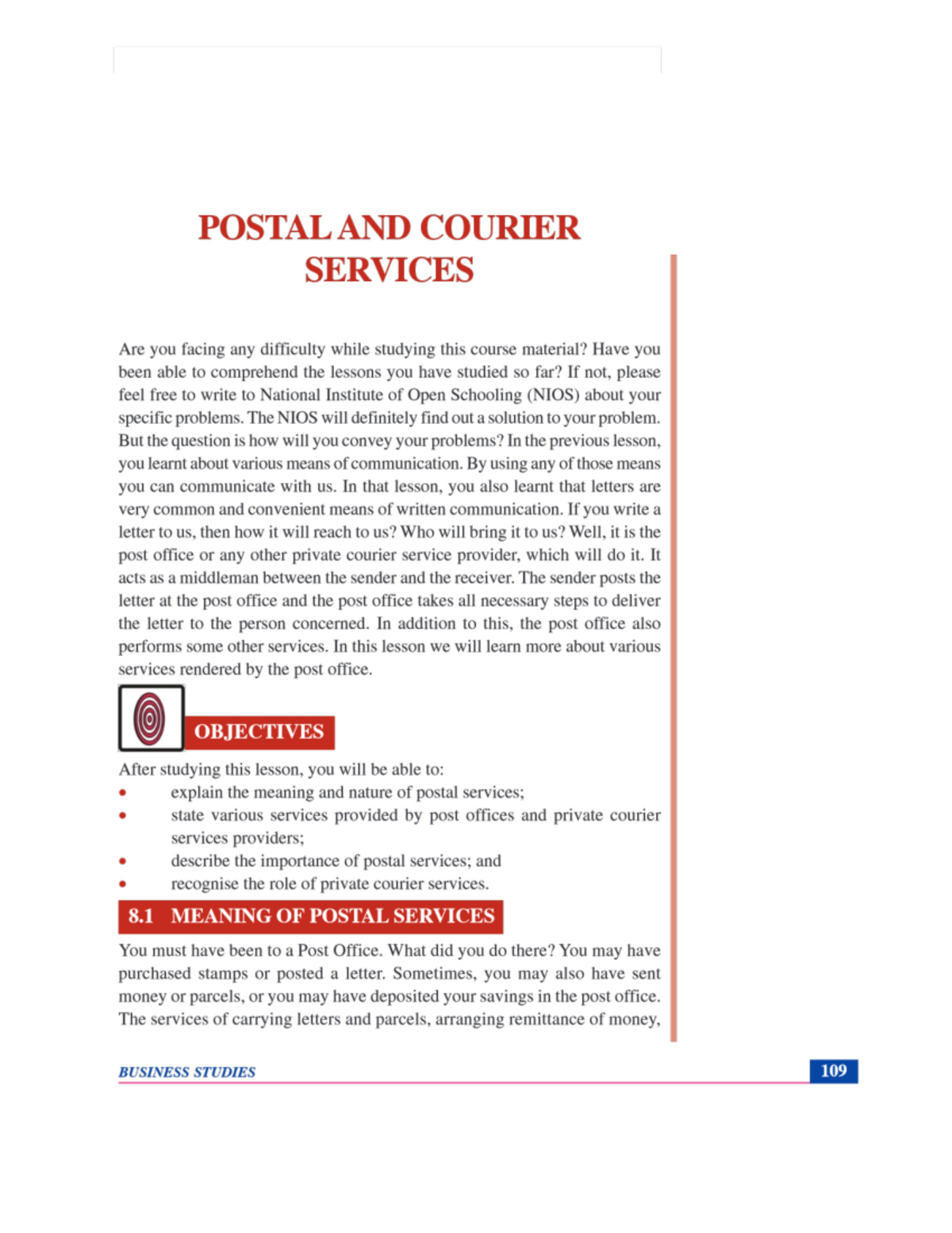 Postal and Courier service - Business Management - Studocu