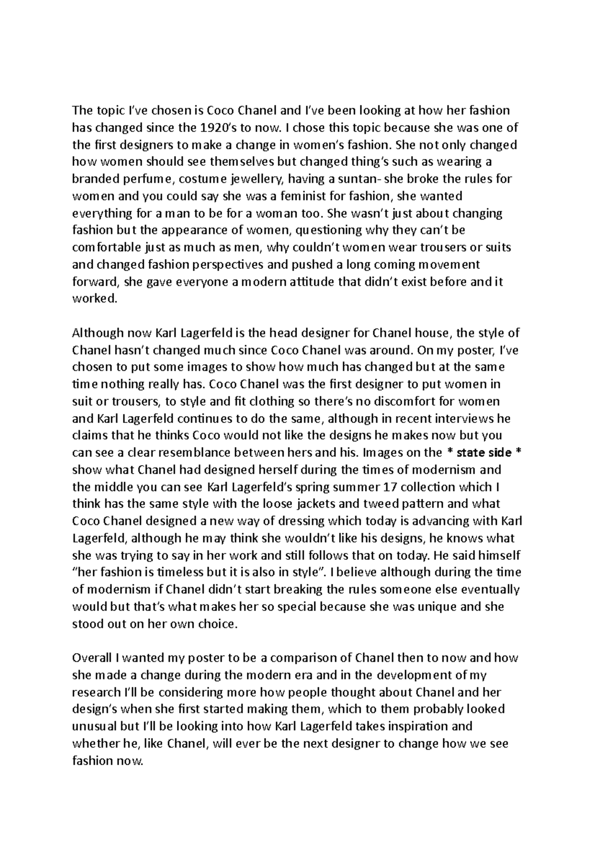 Coco chanel script - The topic I’ve chosen is Coco Chanel and I’ve been ...