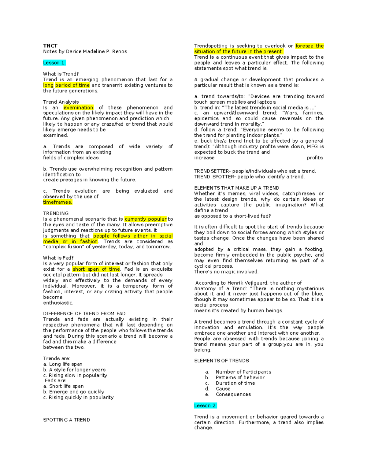 Tnct-cheatnotes - TNCT Notes by Darice Madeline P. Renos Lesson 1: What ...