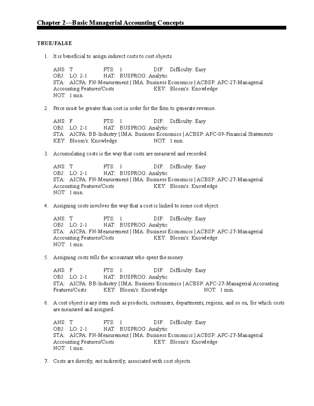 CH 02 - Basic Managerial Accounting Concepts - Chapter 2—Basic Managerial Accounting Concepts ...