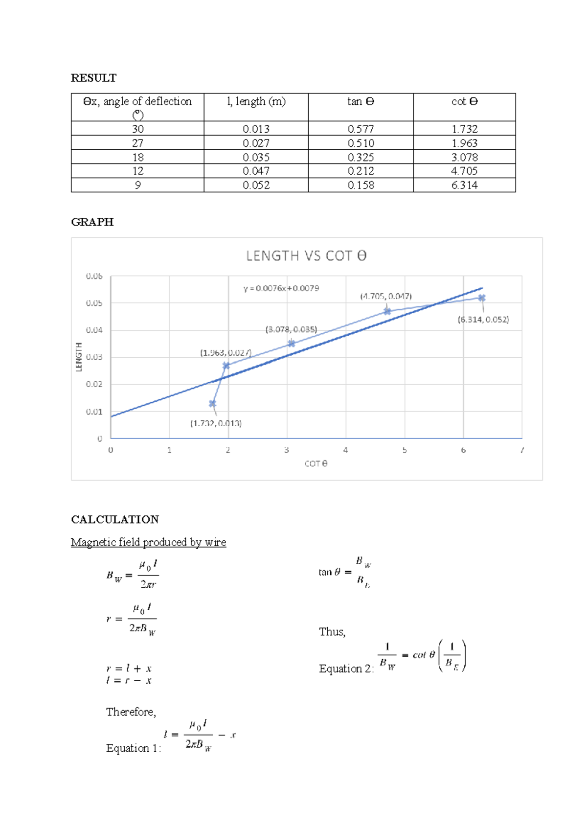 Lab Report Physics Magnetic Field Experiment - foundation of ...