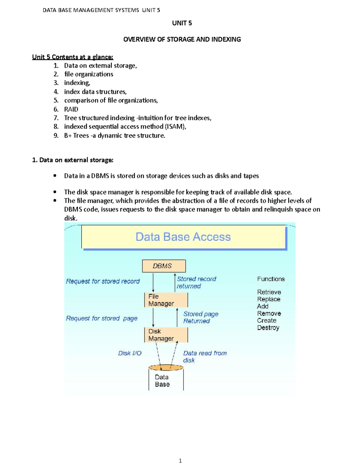 UNIT 5 DBMS - Jwoqkavskalabala - DATA BASE MANAGEMENT SYSTEMS UNIT 5 1 UNIT 5 OVERVIEW OF ...