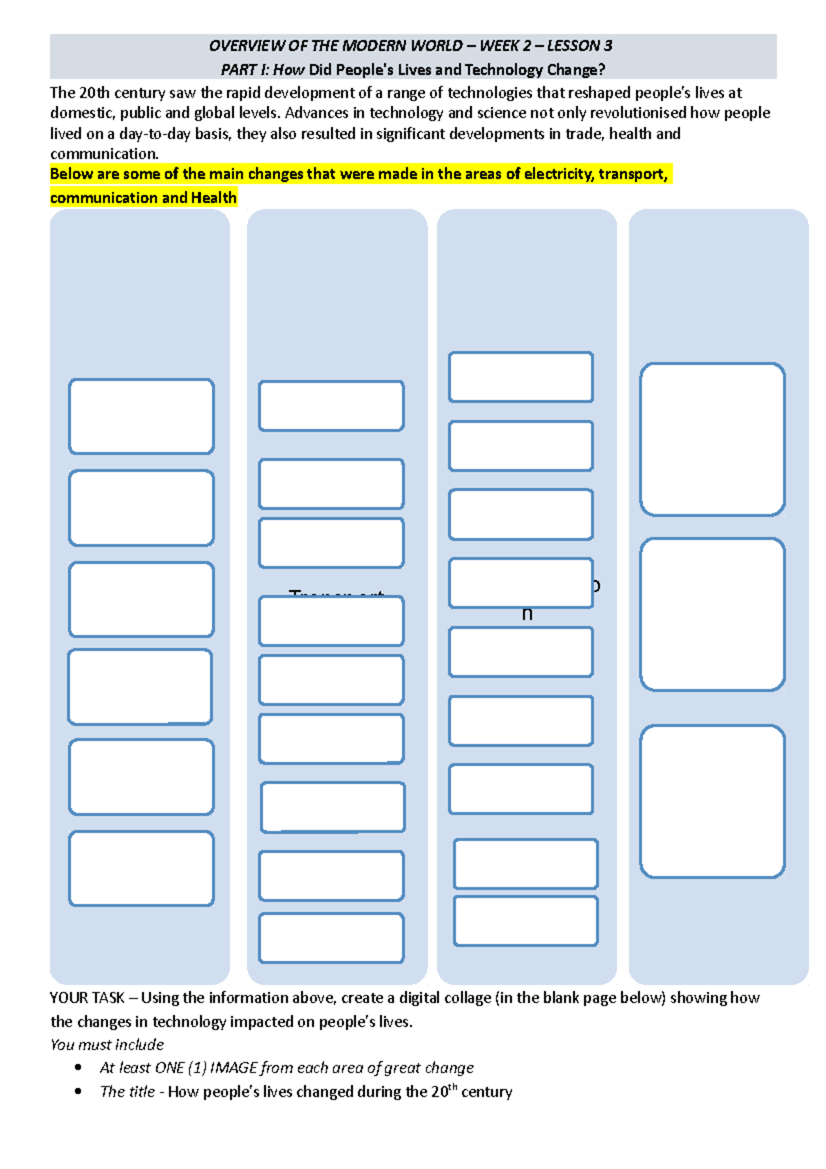 Year 10 History Overview - Week 2 - Lesson 3 - OVERVIEW OF THE MODERN ...