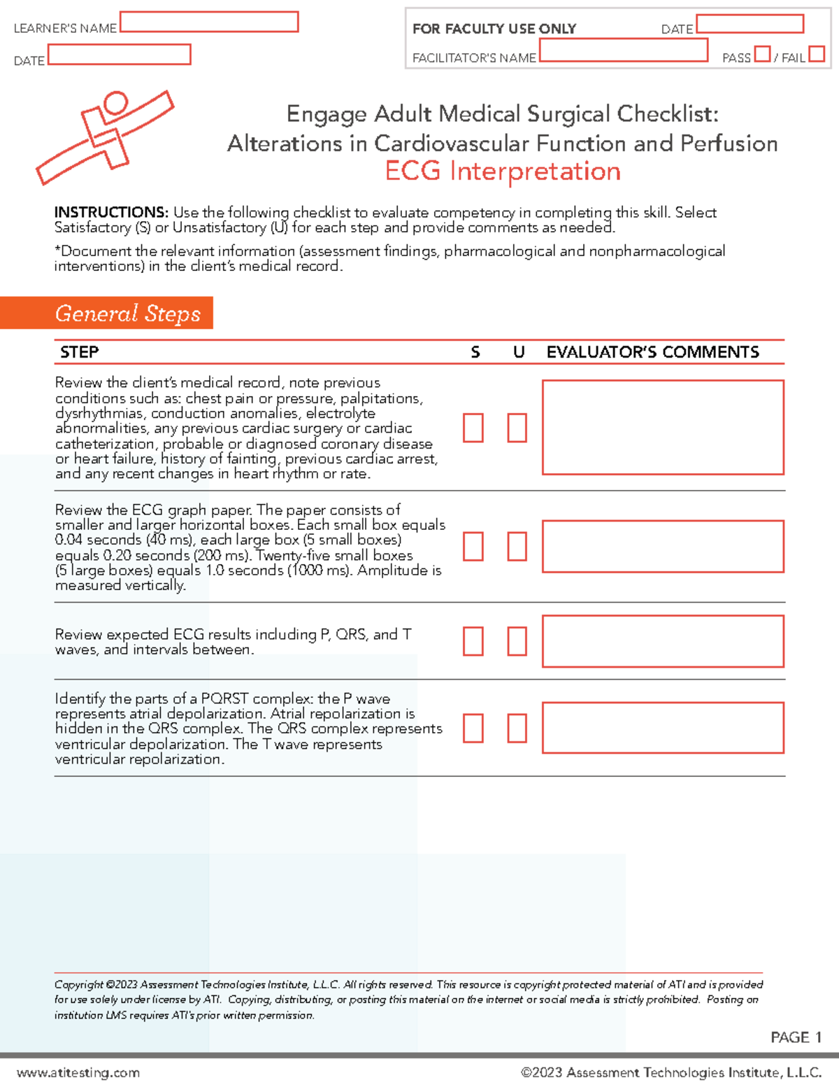 Ati EAMS Checklist interpretation - PAGE 1 Copyright ©2023 Assessment ...