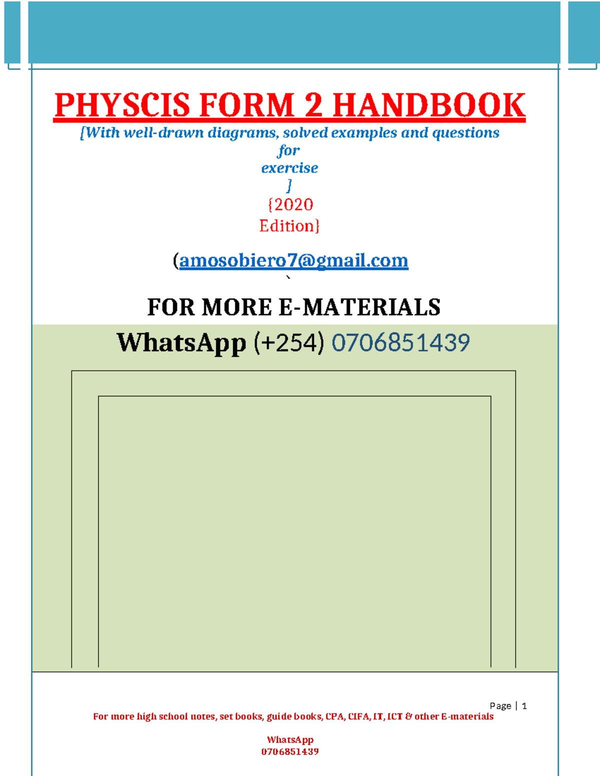 FORM TWO Physics Handbook-1-1 - m PHYSCIS FORM 2 HANDBOOK [With well ...