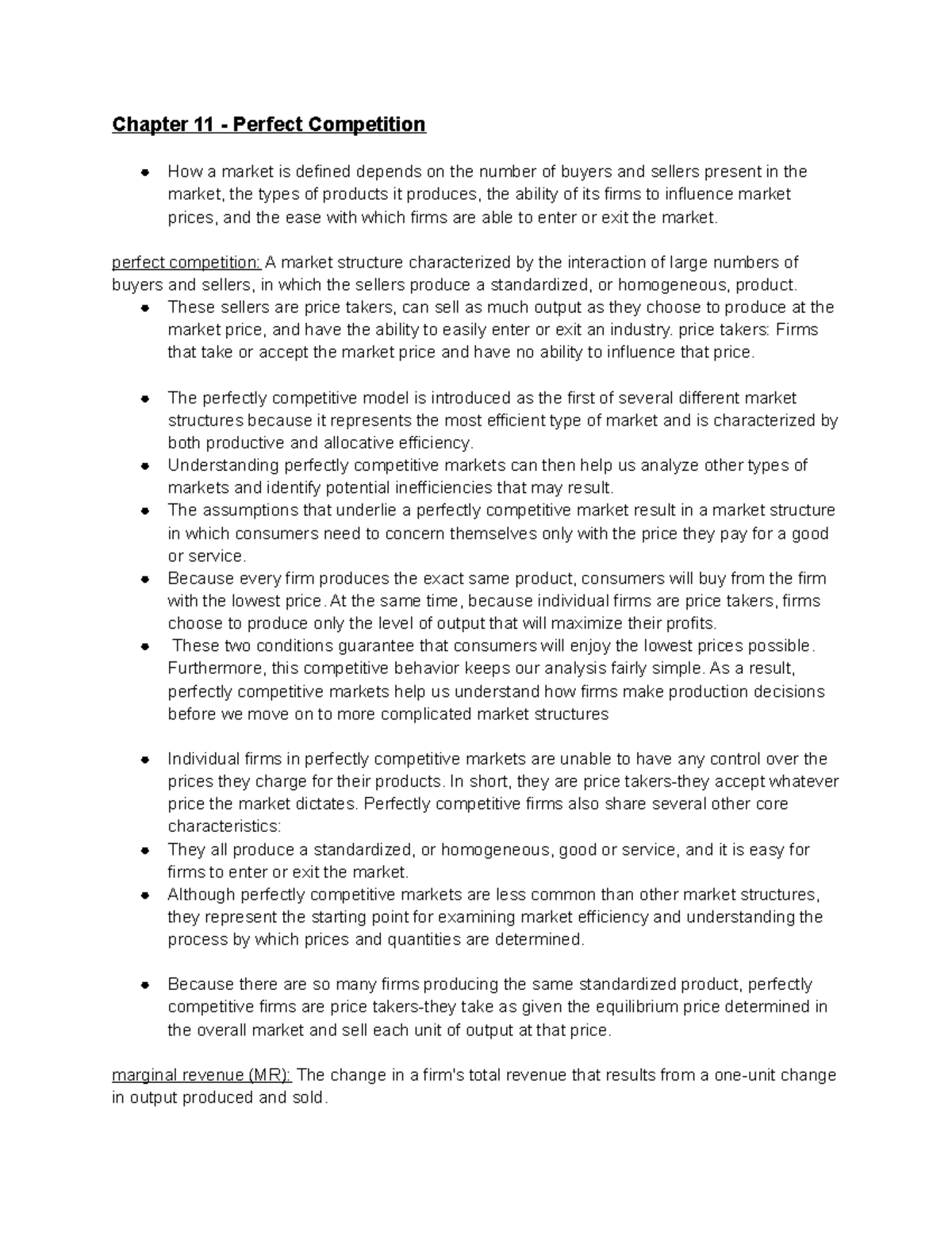 Ch 11 Perfect Competition - Professor Fatima Hasan, Spring 2023 ...