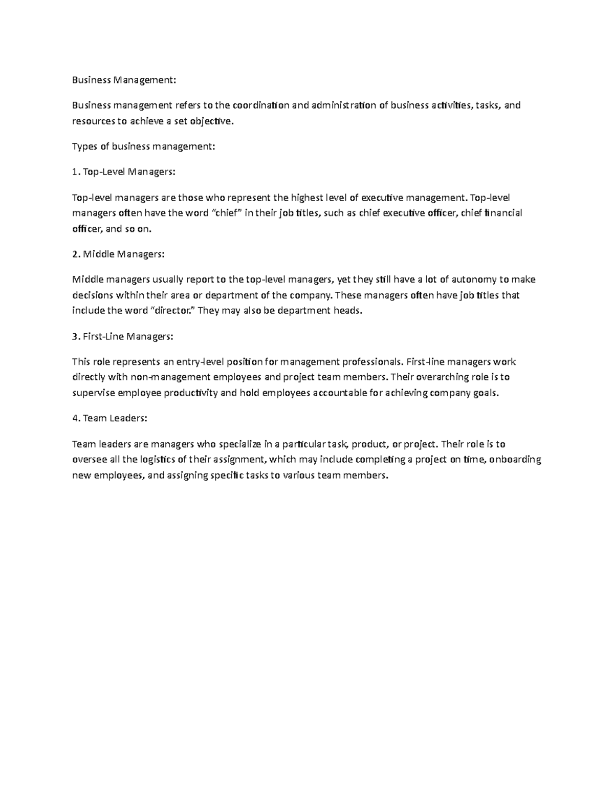 Business Manage - Business Management: Business management refers to ...