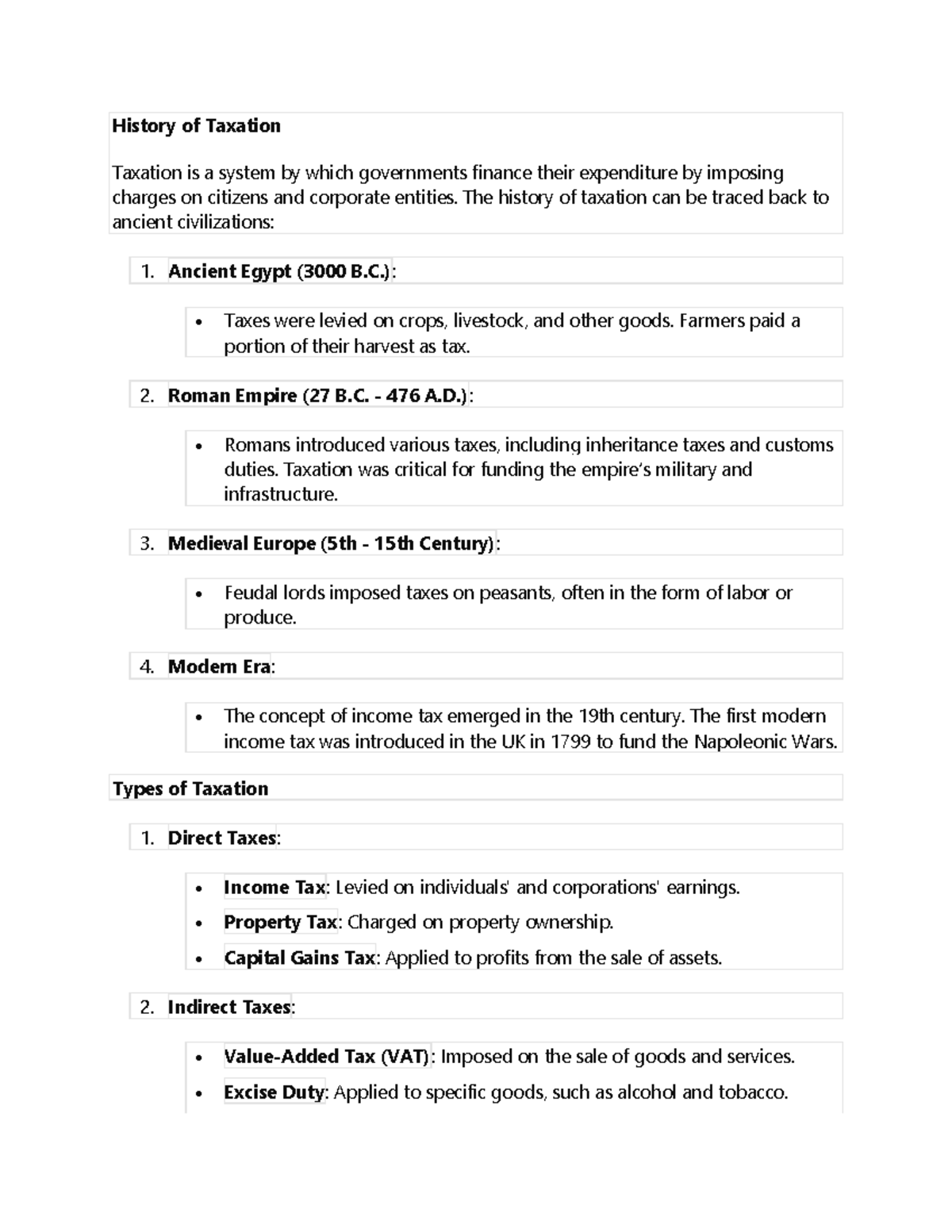 Introduction to Taxation - History of Taxation Taxation is a system by ...
