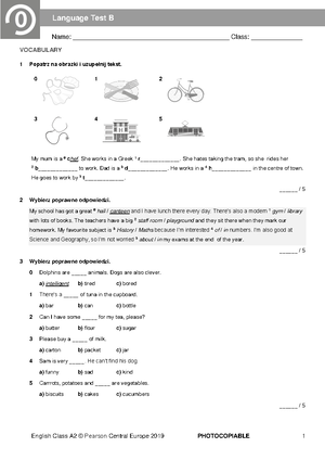 EC A2 Tests - Unit 1 Answer Key and Script - English Class A2 Unit 1 ...