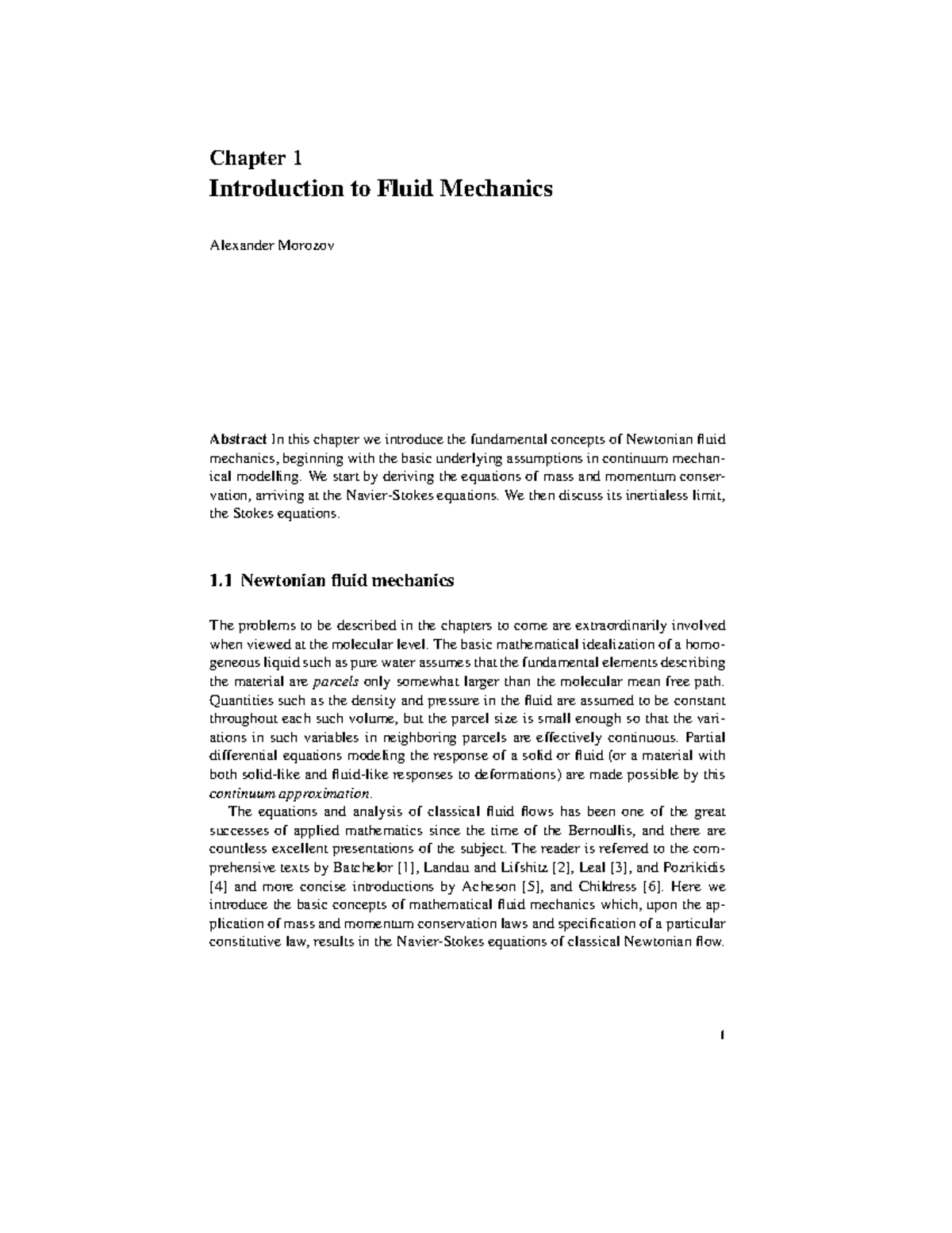 Morozov Fluid Mech - Chapter 1 Introduction to Fluid Mechanics ...