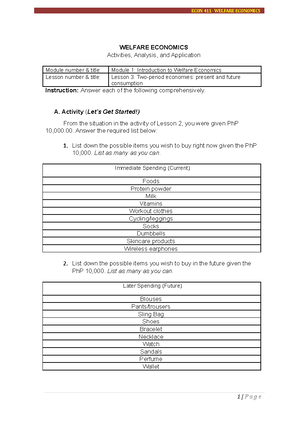 M1 WE lesson 1 Activities Analysis Application - ECON 411- WELFARE ...