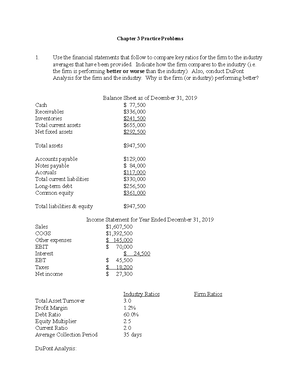 Financial Management Chapter 2 Practice Problems - Financial Management ...