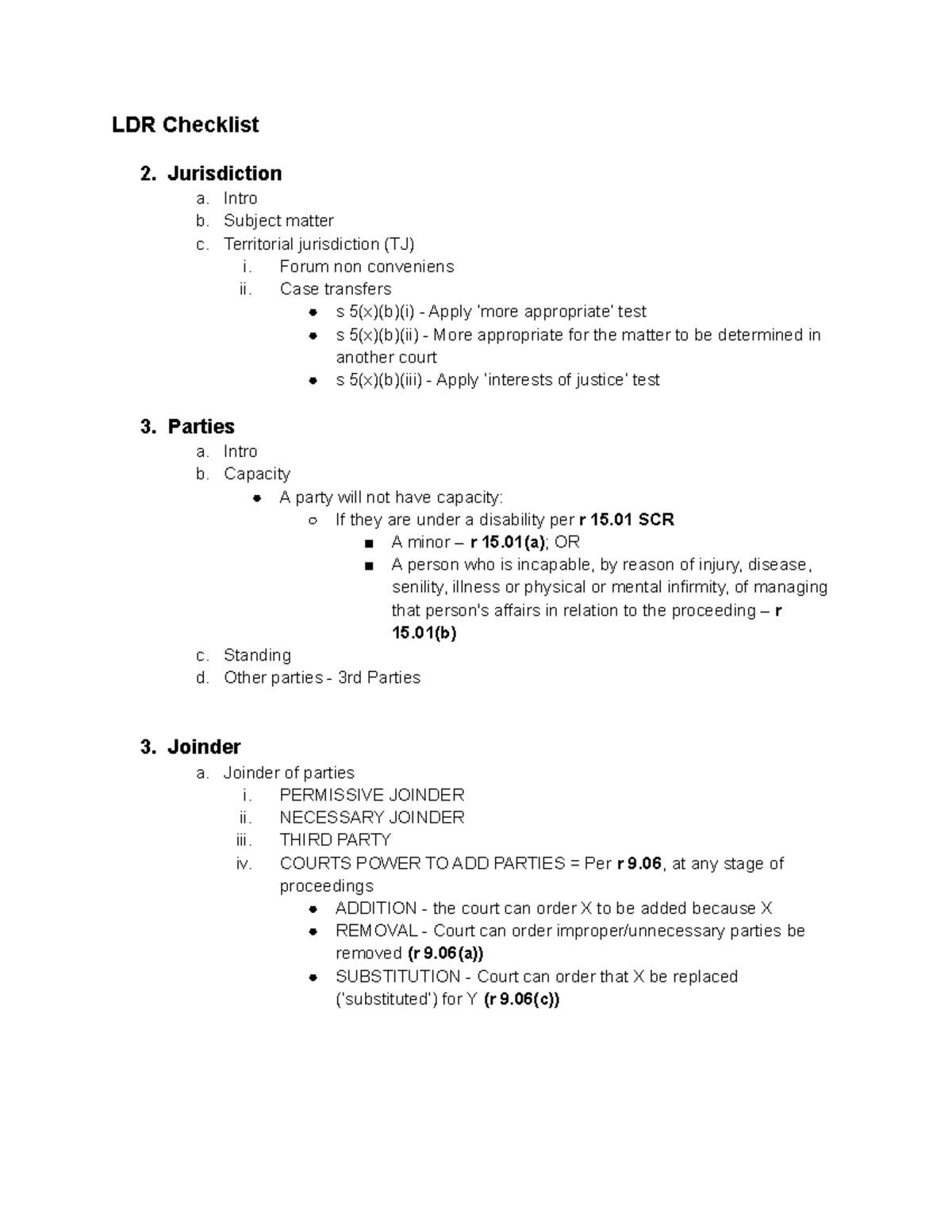 LDR Checklist of how to Answer Questions - LAW4303 - Monash - Studocu