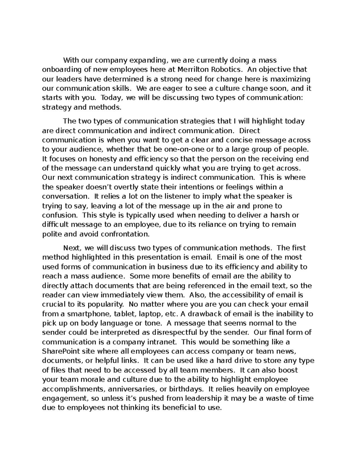 C204 - Task 2 Executive Summary - With our company expanding, we are ...