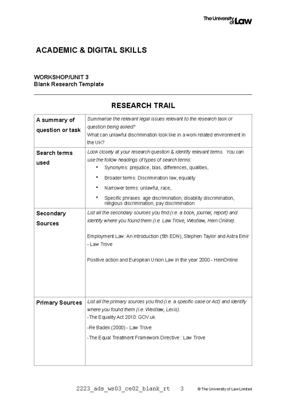 PDF ACA AND DIG Research trail task 3 unit 10 - WORKSHOP/UNIT 3 Blank ...