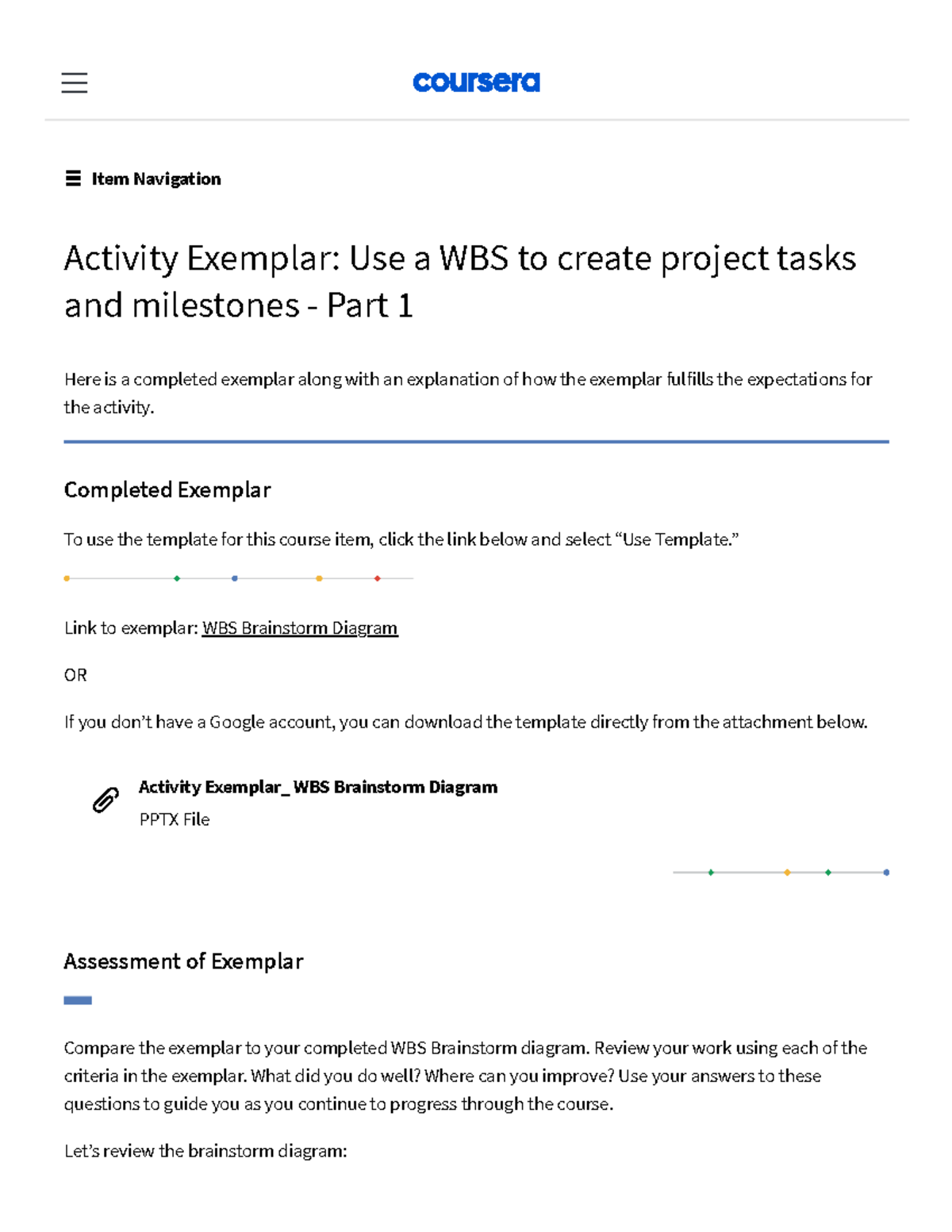 Activity Exemplar Use a WBS to create project tasks and milestones ...