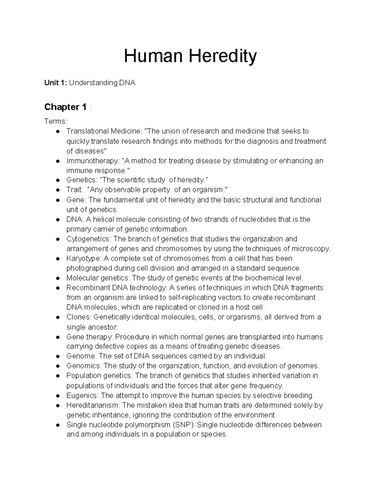 Human Heredity - Lecture notes 5 - Human Heredity Unit 1: Understanding ...