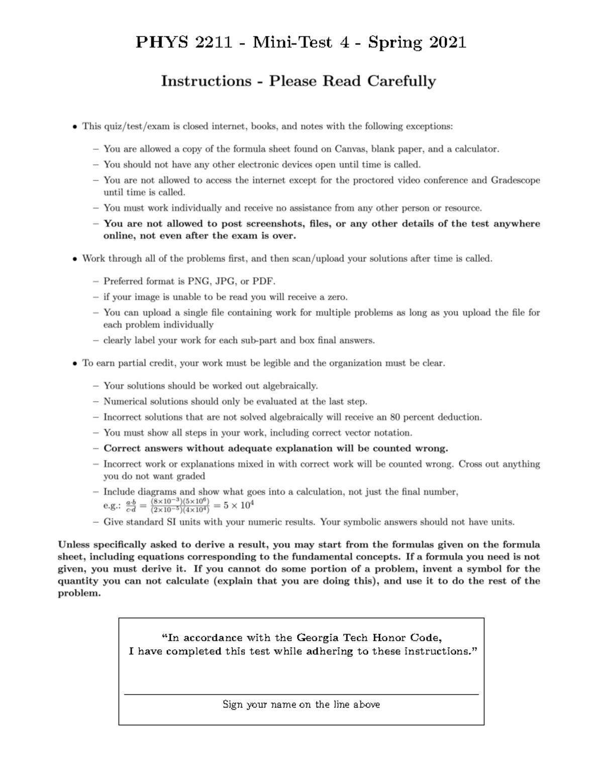 2211 Sp21 MT4 - 2211 Sp21 MT4 - PHYS 2211 - Mini-Test 4 - Spring 2021 ...