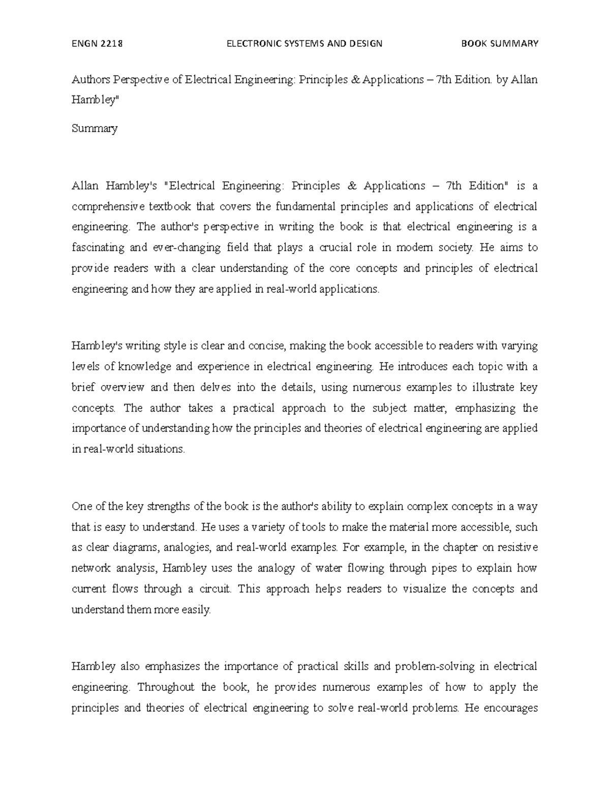 Authors perspective of electrical engnieering by Alam Hambley - Authors ...