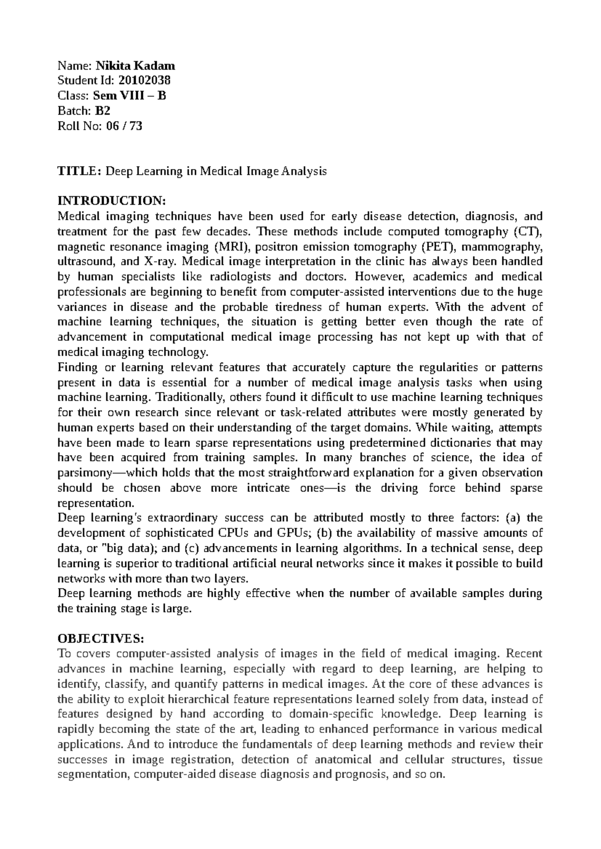 DL Exp1 - Experiment 1 - Name: Nikita Kadam Student Id: 20102038 Class: Sem VIII – B Batch: B ...