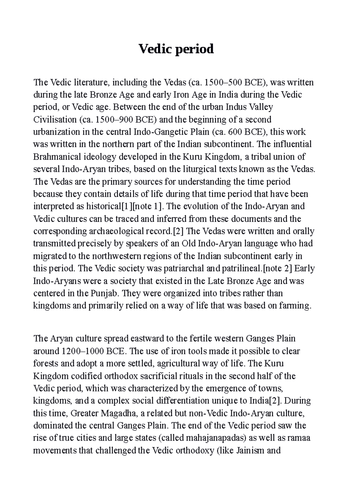 Vedic period - vasanthi - Vedic period The Vedic literature, including ...